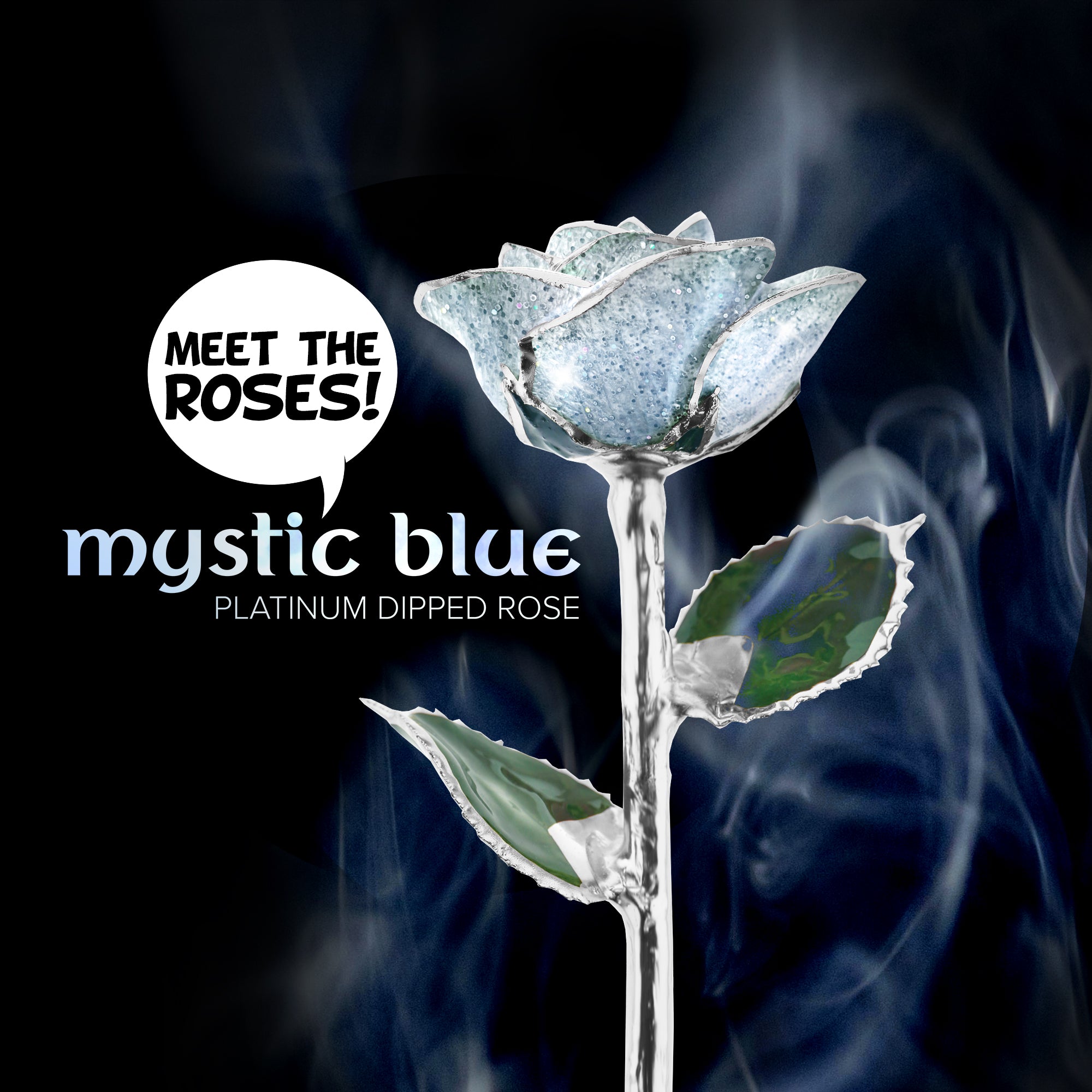 NEW Mystic Blue Platinum Dipped Rose – Steven Singer Jewelers
