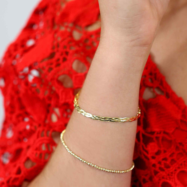 Times Square Diamond Cut Gold Beaded Chain Bracelet – Steven Singer ...