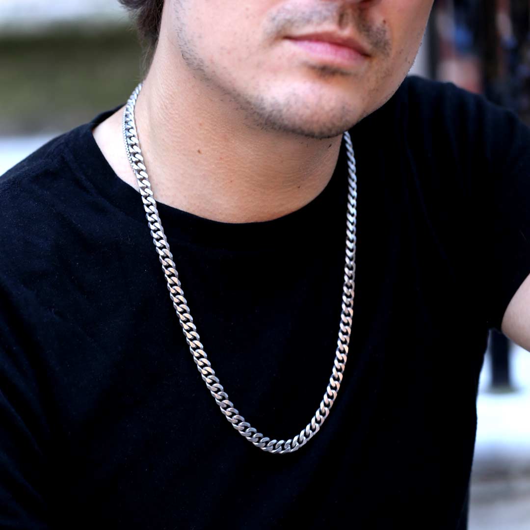 Talladega Stainless Steel Curb Link Necklace – Steven Singer Jewelers