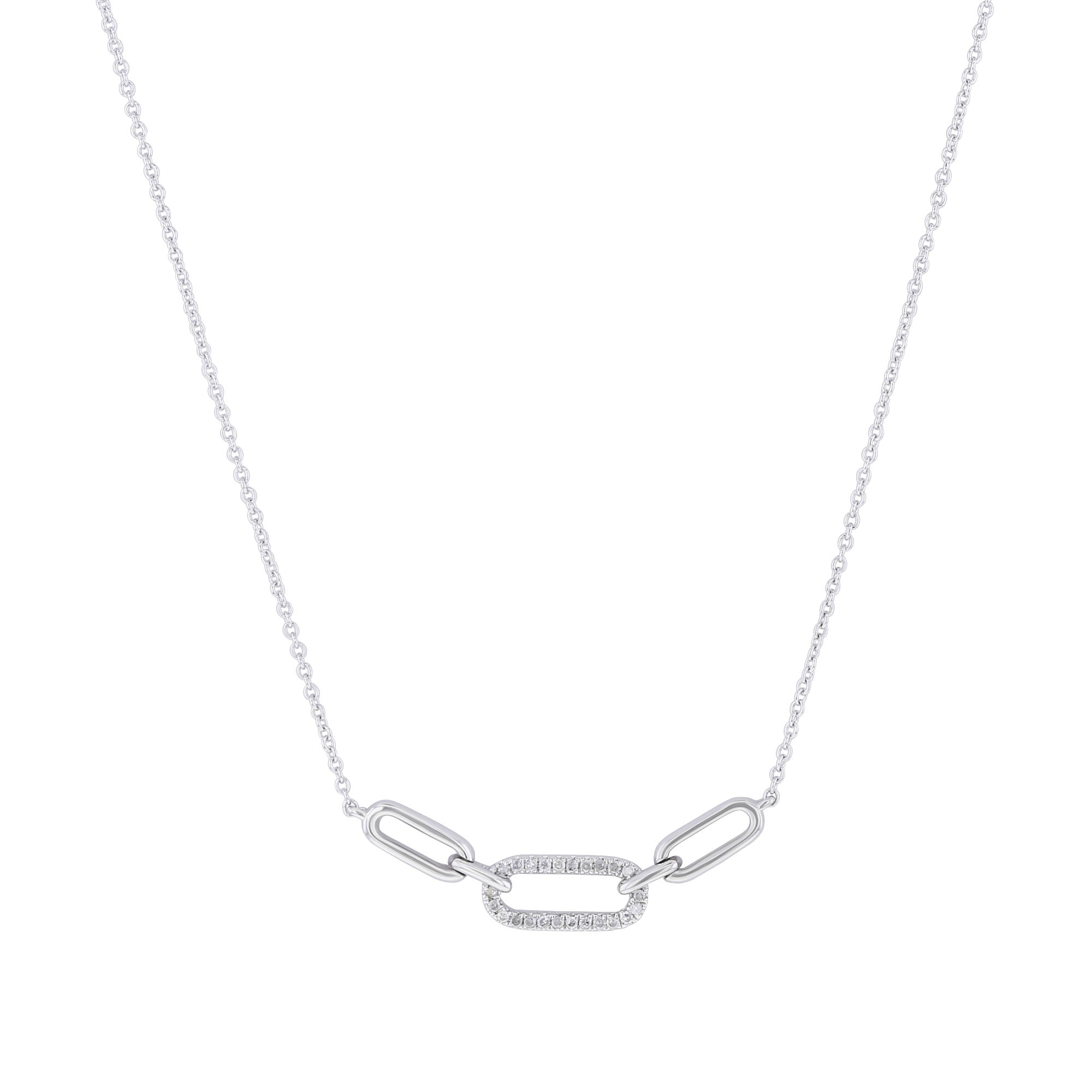 Silver Bristol Paper Clip Link Diamond Necklace – Steven Singer Jewelers