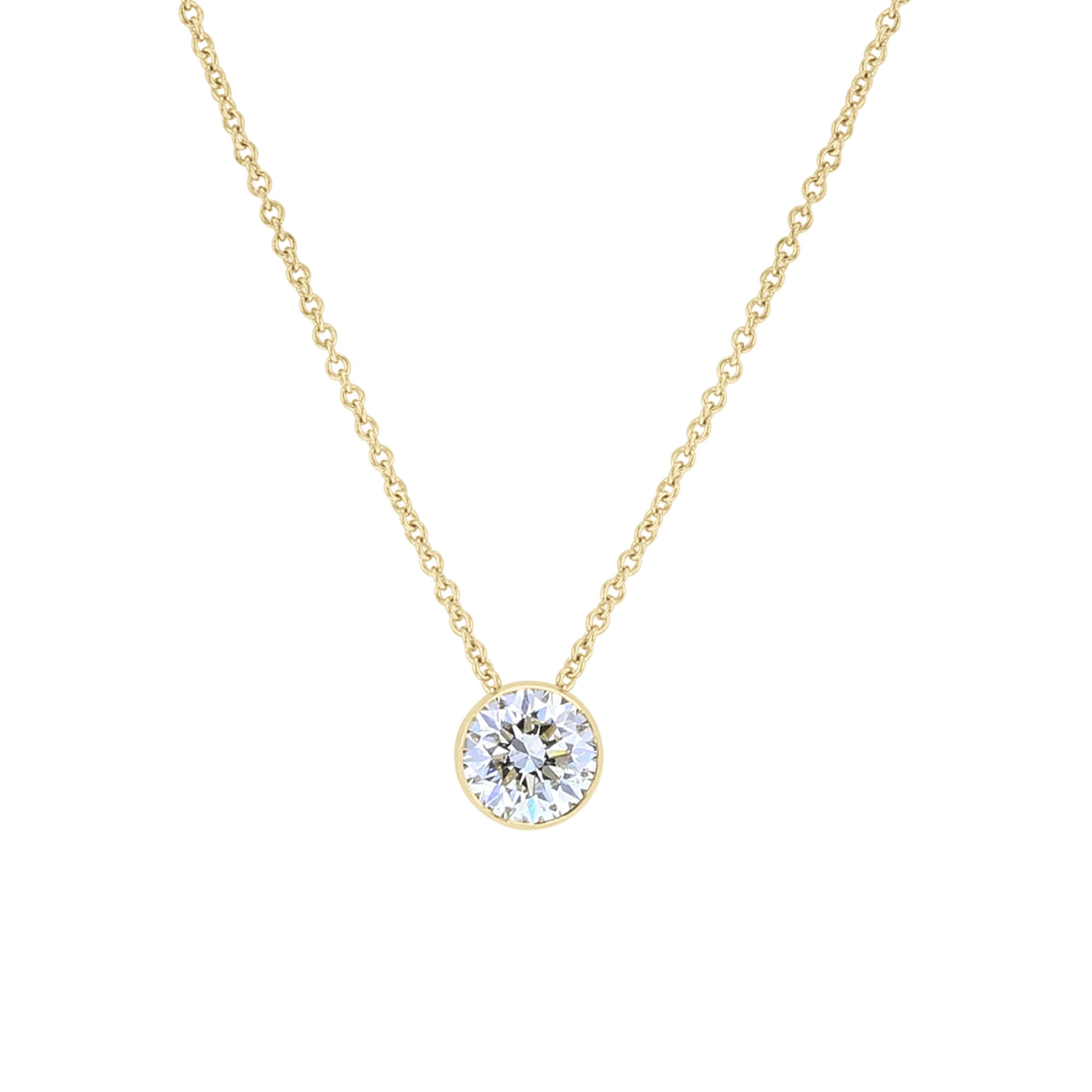 Get Naked Solitaire Diamond Bezel Necklace 3/4ct – Steven Singer Jewelers