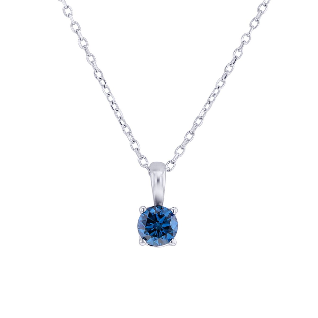 Sky Blue Diamond Solitaire Necklace 1/4ct – Steven Singer Jewelers