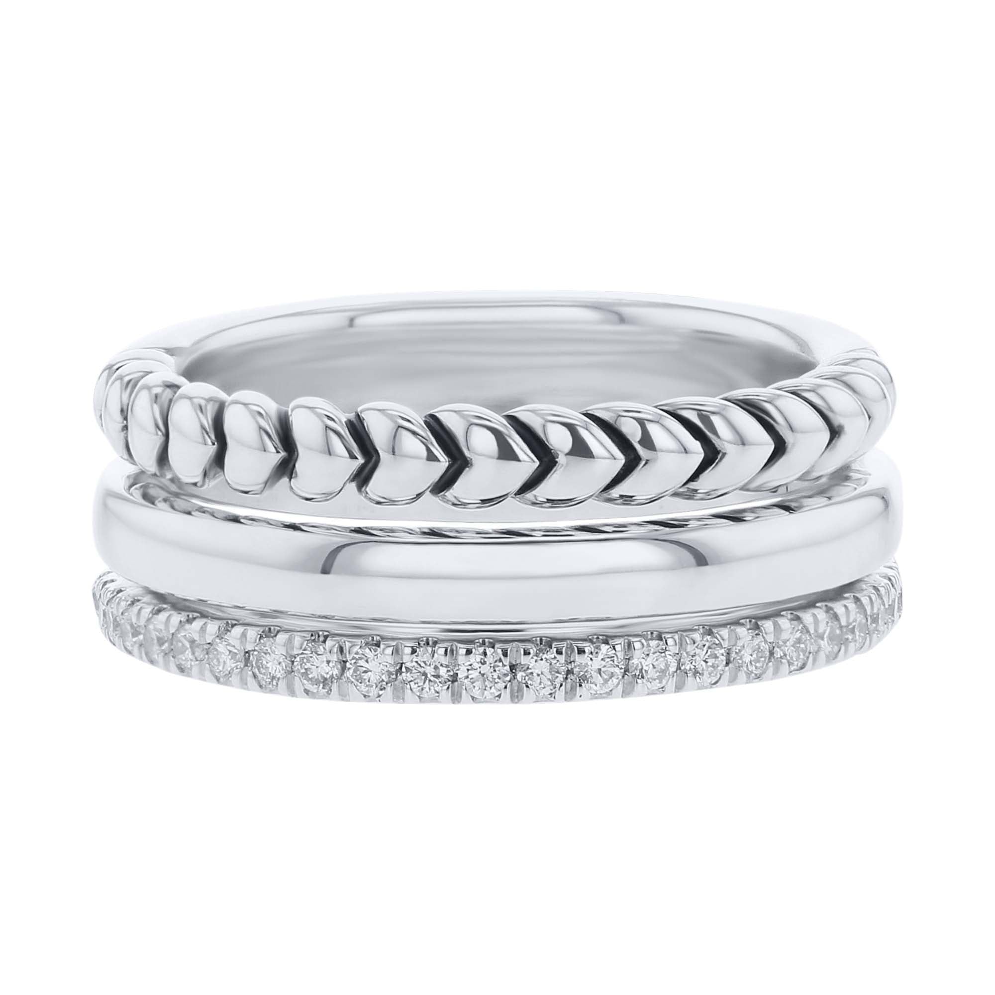Silver Sloane Stacked Diamond Ring – Steven Singer Jewelers