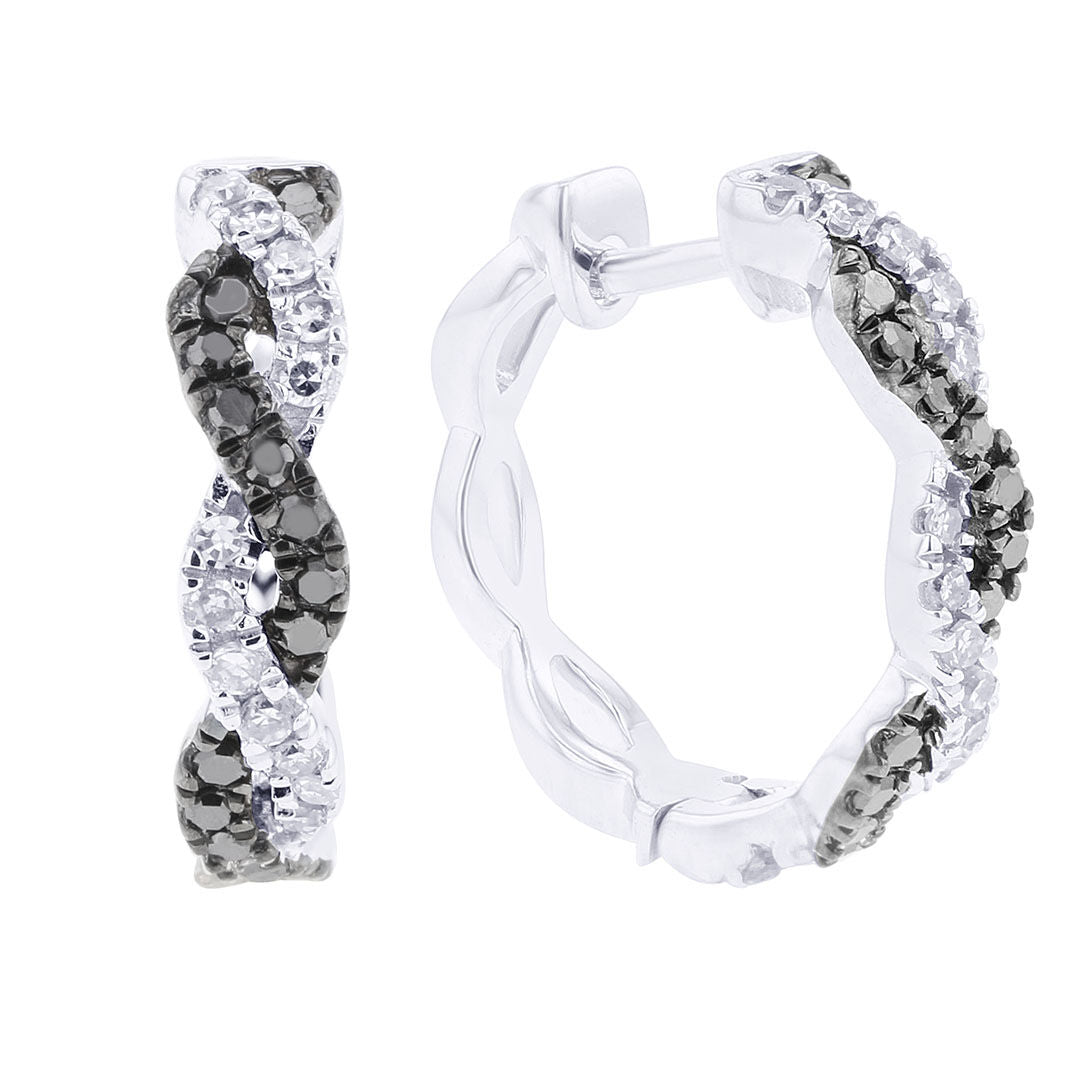 Silver Braided Black Diamond Hoop Earrings – Steven Singer Jewelers