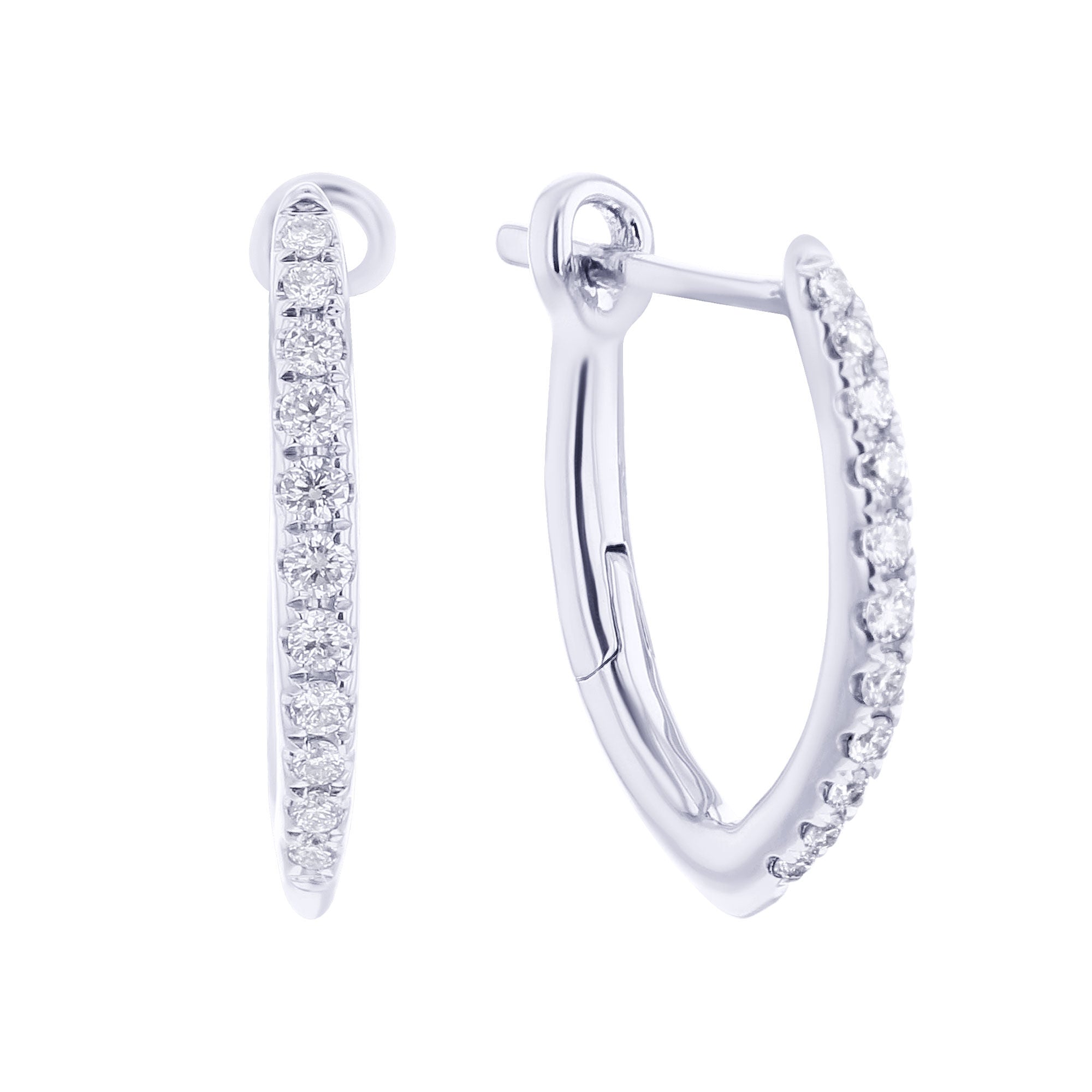 Stila Pointed Diamond Hoop Earring 14K White Gold Steven Singer Jewelers