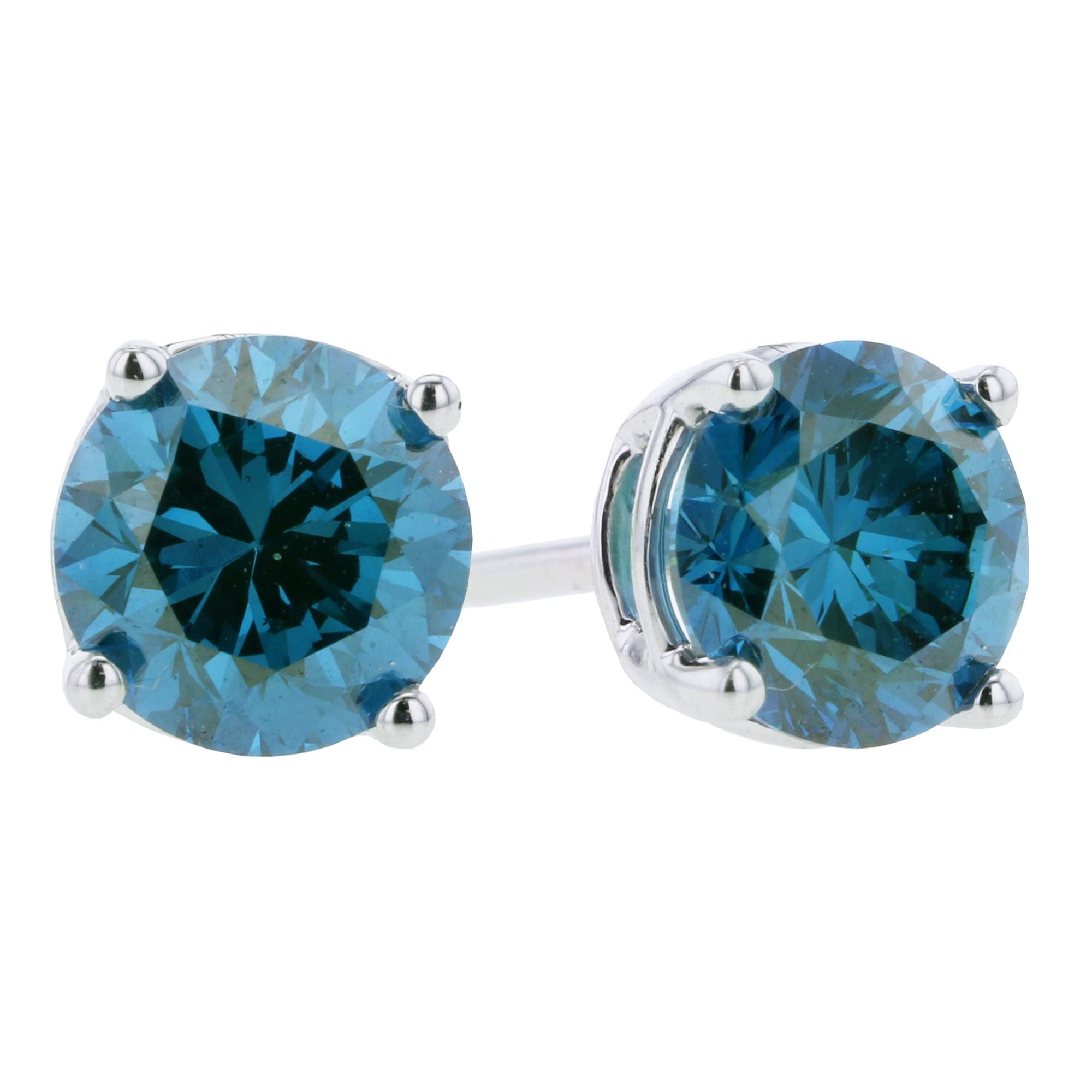 Sky Blue Diamond Stud Earrings 1 1/2ct – Steven Singer Jewelers