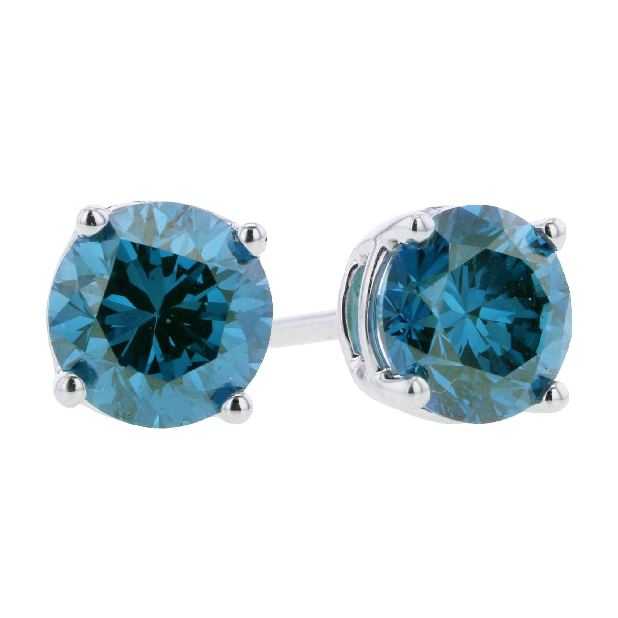 Sky Blue Diamond Stud Earrings 1ct – Steven Singer Jewelers