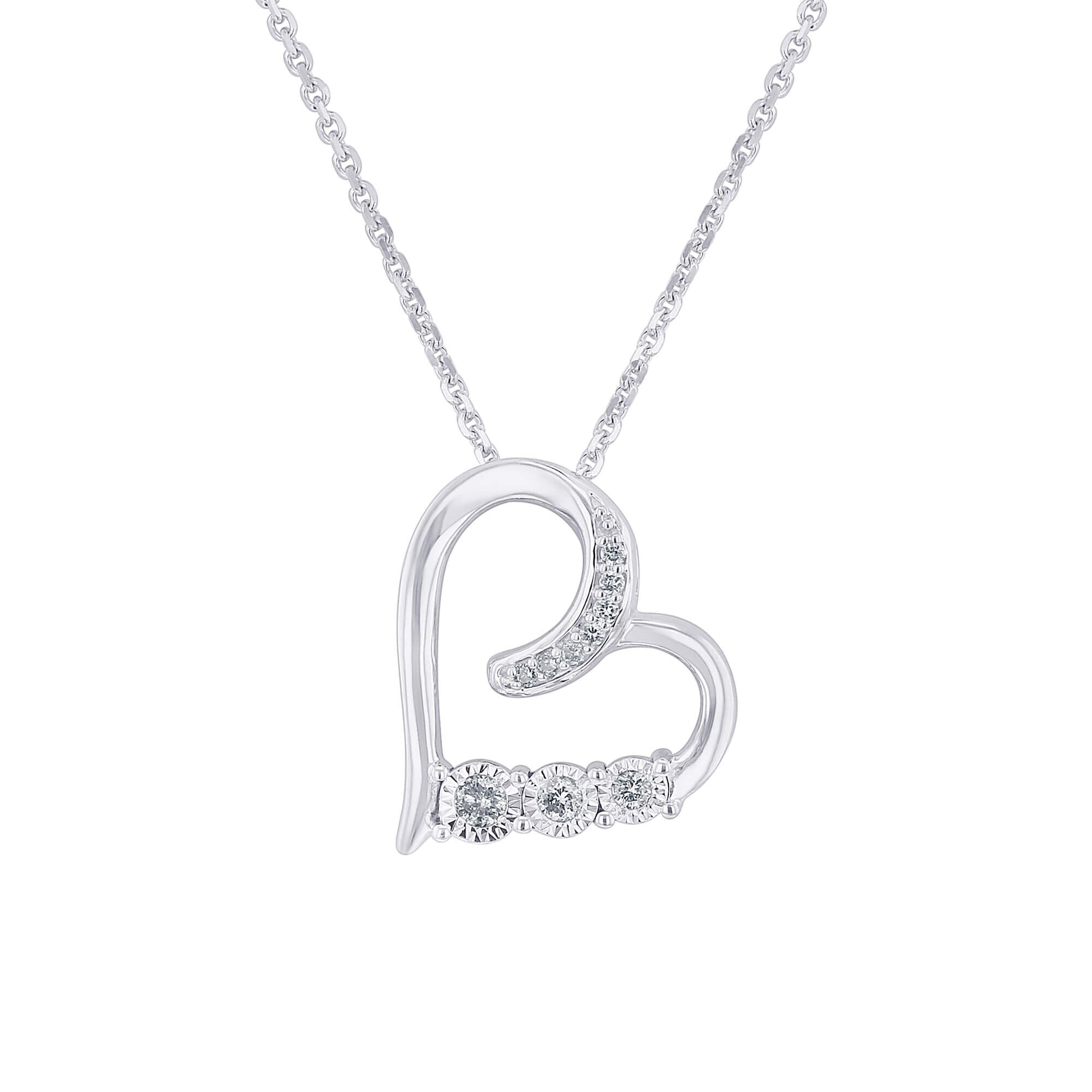 Silver Mirage Tilted Heart Diamond Necklace – Steven Singer Jewelers